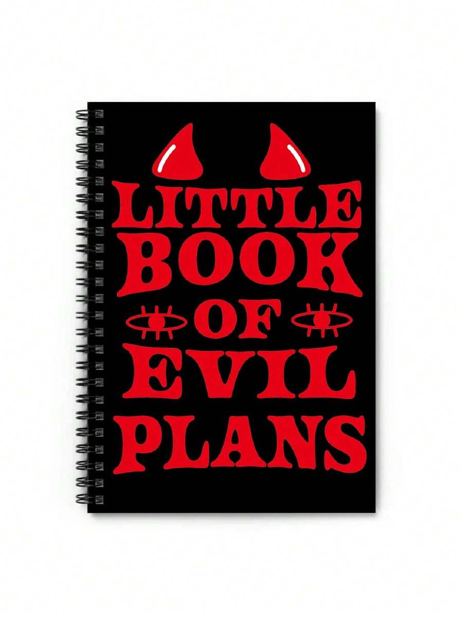 SHEIN 1 Pc Evil Plans Notebook Journal, A5 Spiral Notebook, Cute Witchy ...