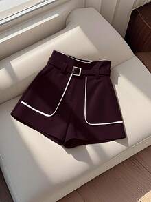 Franclia Women's Casual Commuter Contrast Trim Shorts | SHEIN USA