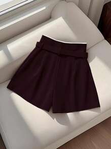 Franclia Women's Casual Commuter Contrast Trim Shorts | SHEIN USA