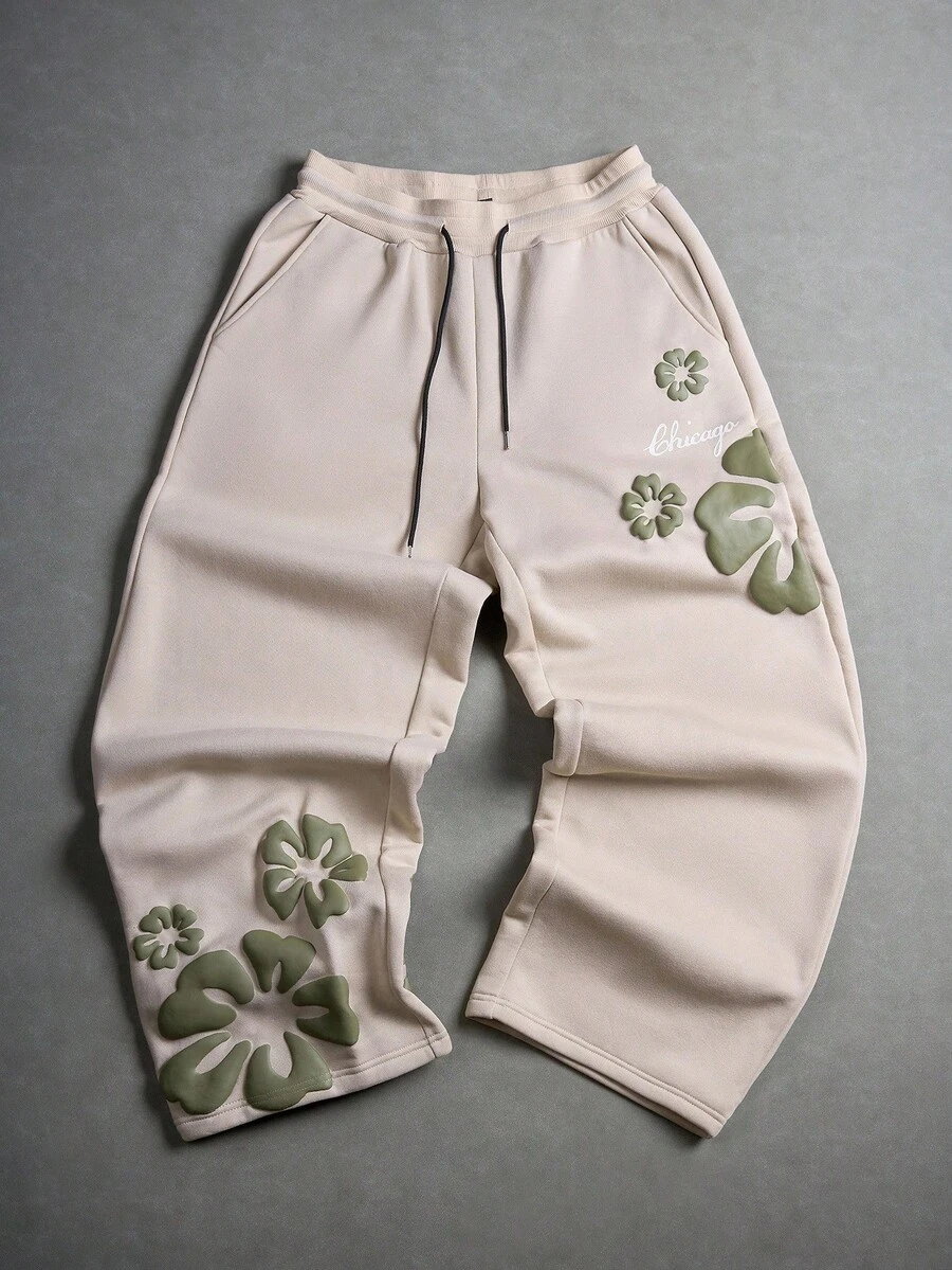 Manfinity Hypemode Men's Letter & Floral Print Drawstring Waist Pockets ...