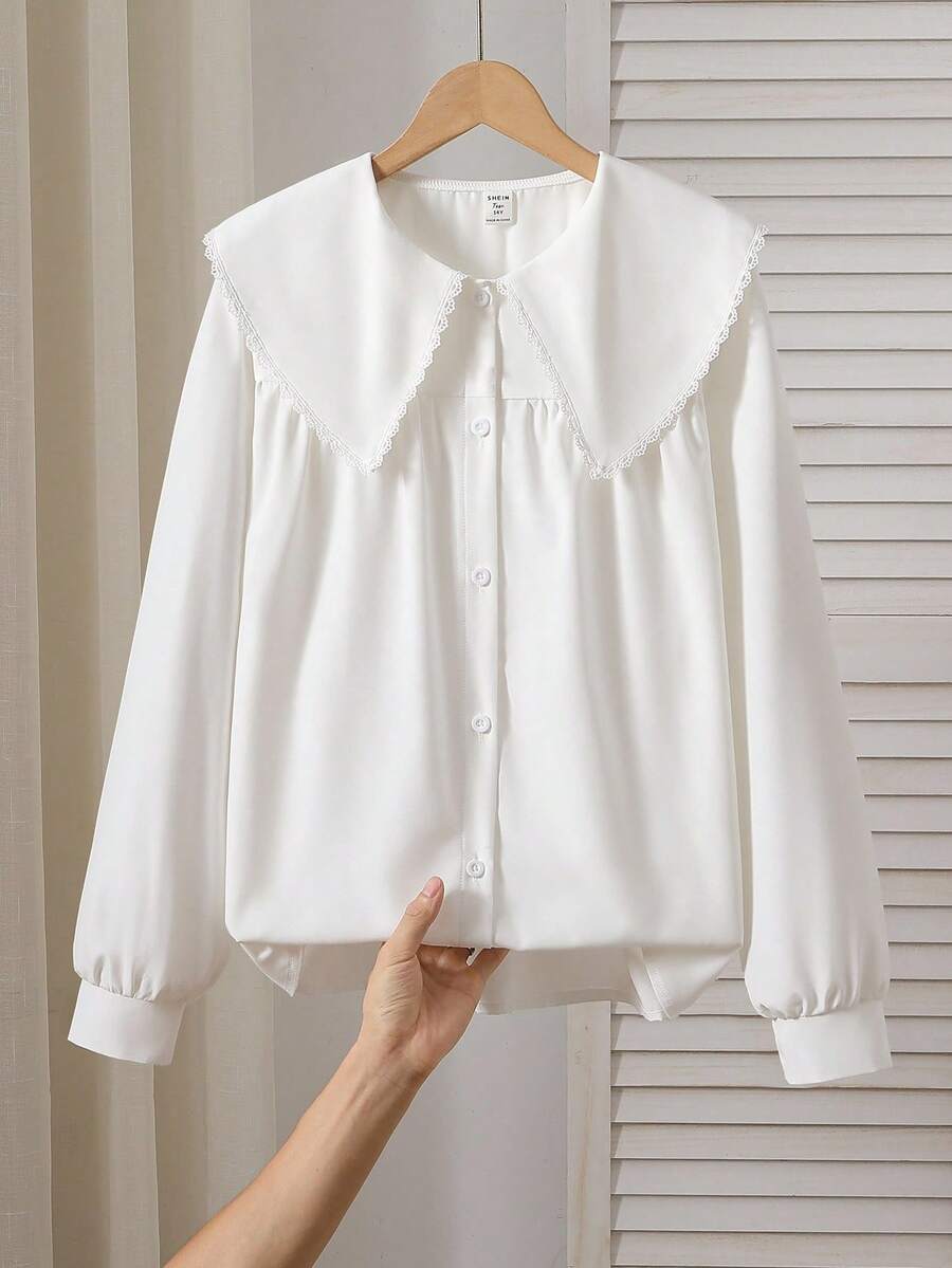 SHEIN Cute Japanese Style Button Up Shirt For Girl, Spring/Autumn ...
