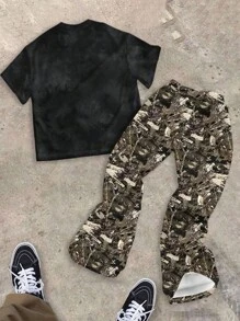 SHEIN Tween Boy 2-Piece Set: Casual Y2K Style Graffiti Portrait & Star ...