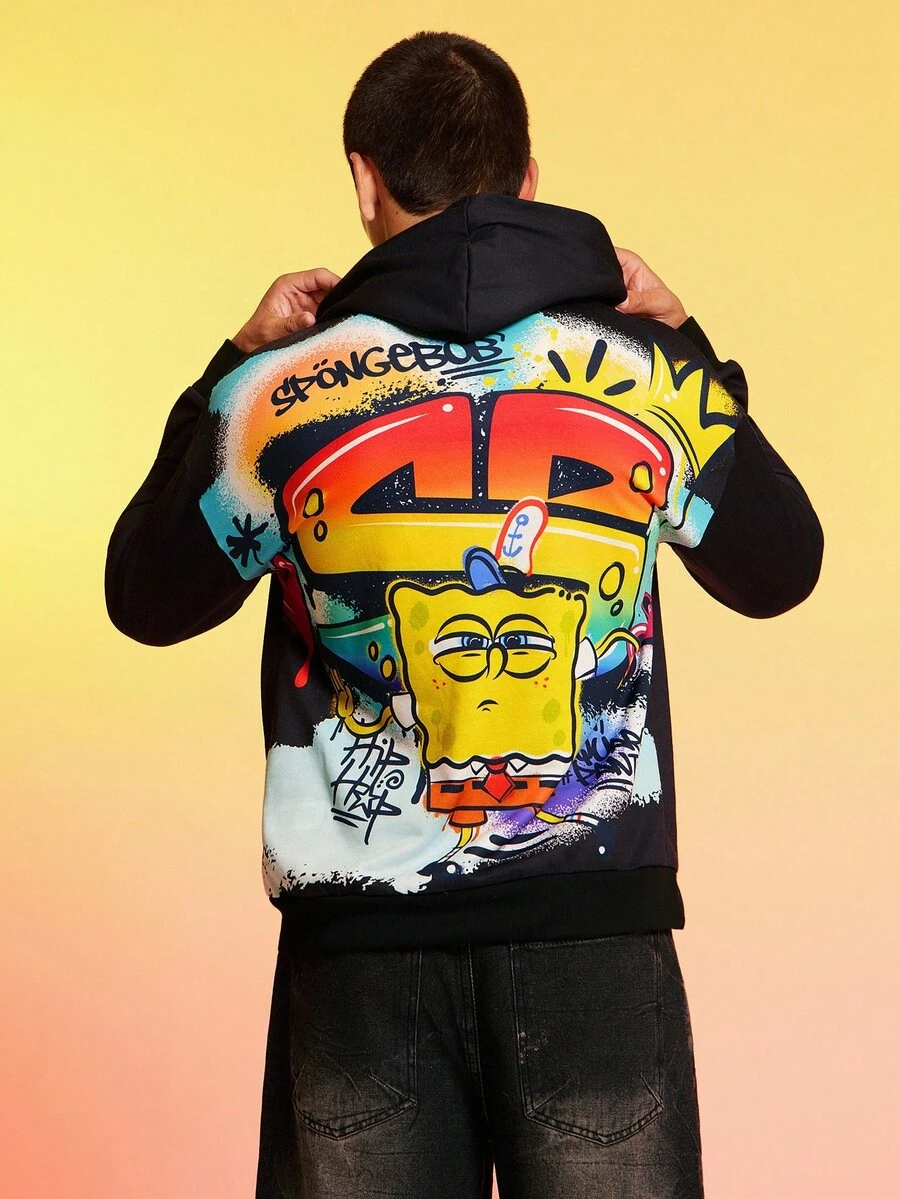 SpongeBob SquarePants | SHEIN Moletom Casual de Rua Masculino com Bolso ...