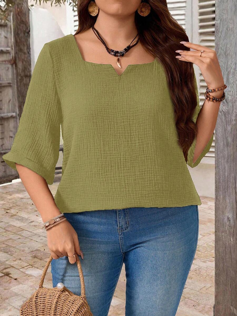 SHEIN LUNE Camicia casual in cotone nero tinta unita, vestibilità ...