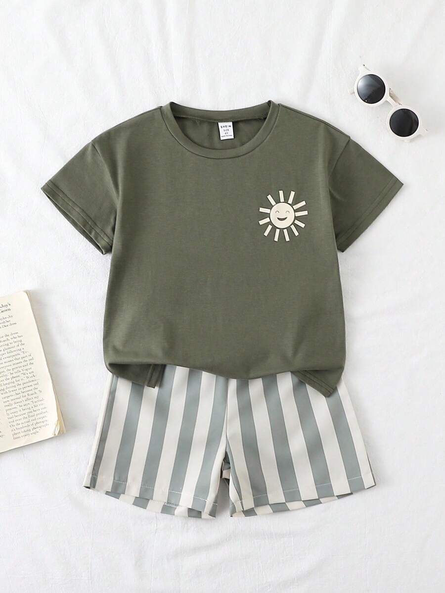 Playful Pals 2pcs/Set Toddler Boys' Casual Comfortable Graphic Print ...