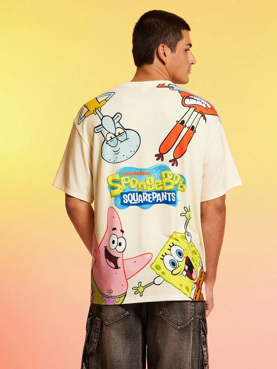 SpongeBob SquarePants | SHEIN Camiseta Masculina de Manga Curta com ...