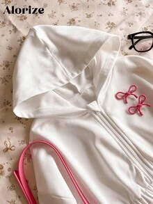 Tween Girl Bow Decor Hooded Sweatshirt And Skirt Set Fall Winter ...