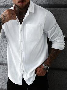 Manfinity Homme Herren Lässig Business Pendler einfarbige Langarm Knopf ...