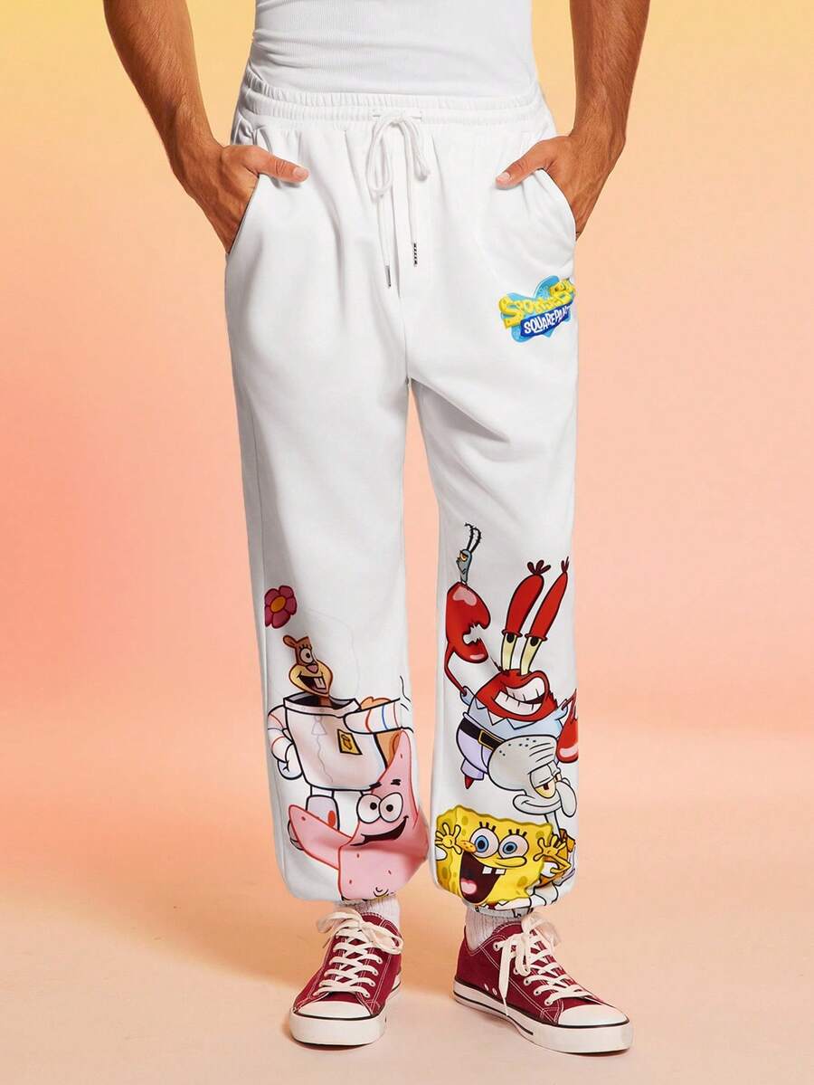 SpongeBob SquarePants X SHEIN Men's Casual Funny Cartoon & Letter Print ...