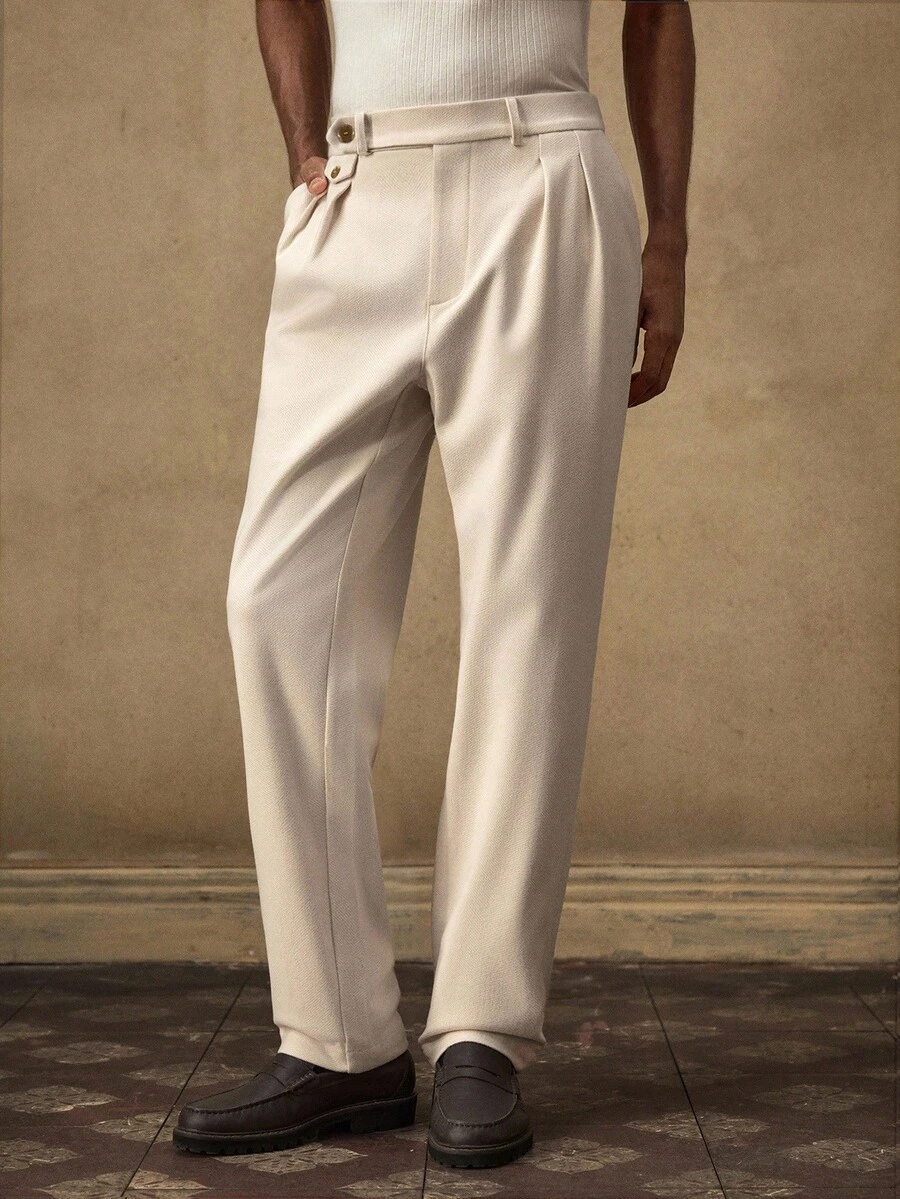 AKNOTIC Business Casual Pantalones de traje de mezcla de lana versátil ...