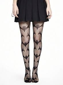 ROMWE Grunge Punk 1 Par de Meia-Calça de Rede Gótica Escura com Estampa ...