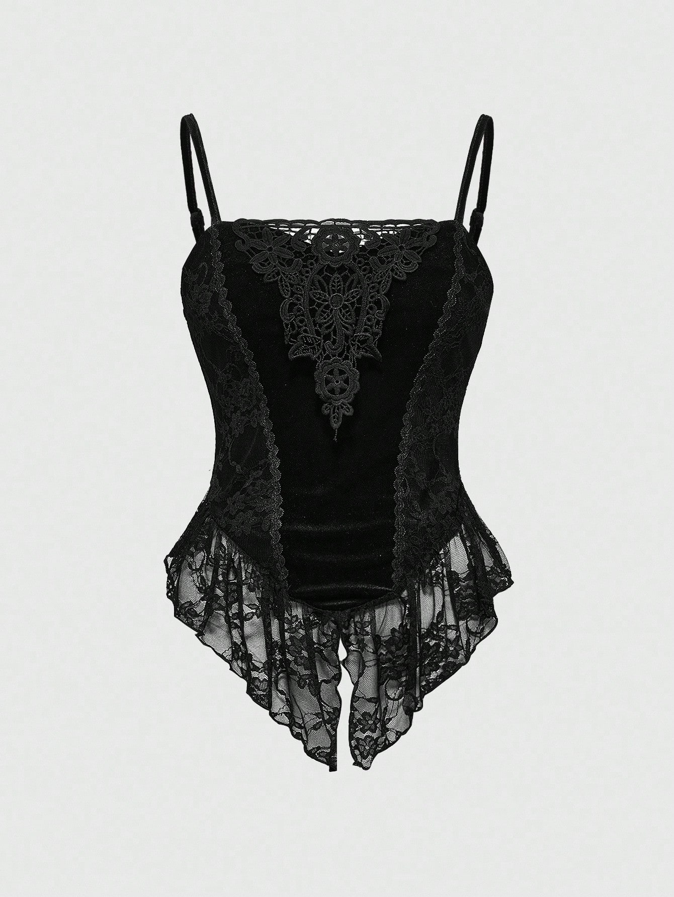 Witchy Gothic Victorian Velvet & Contrast Lace Camisole ...