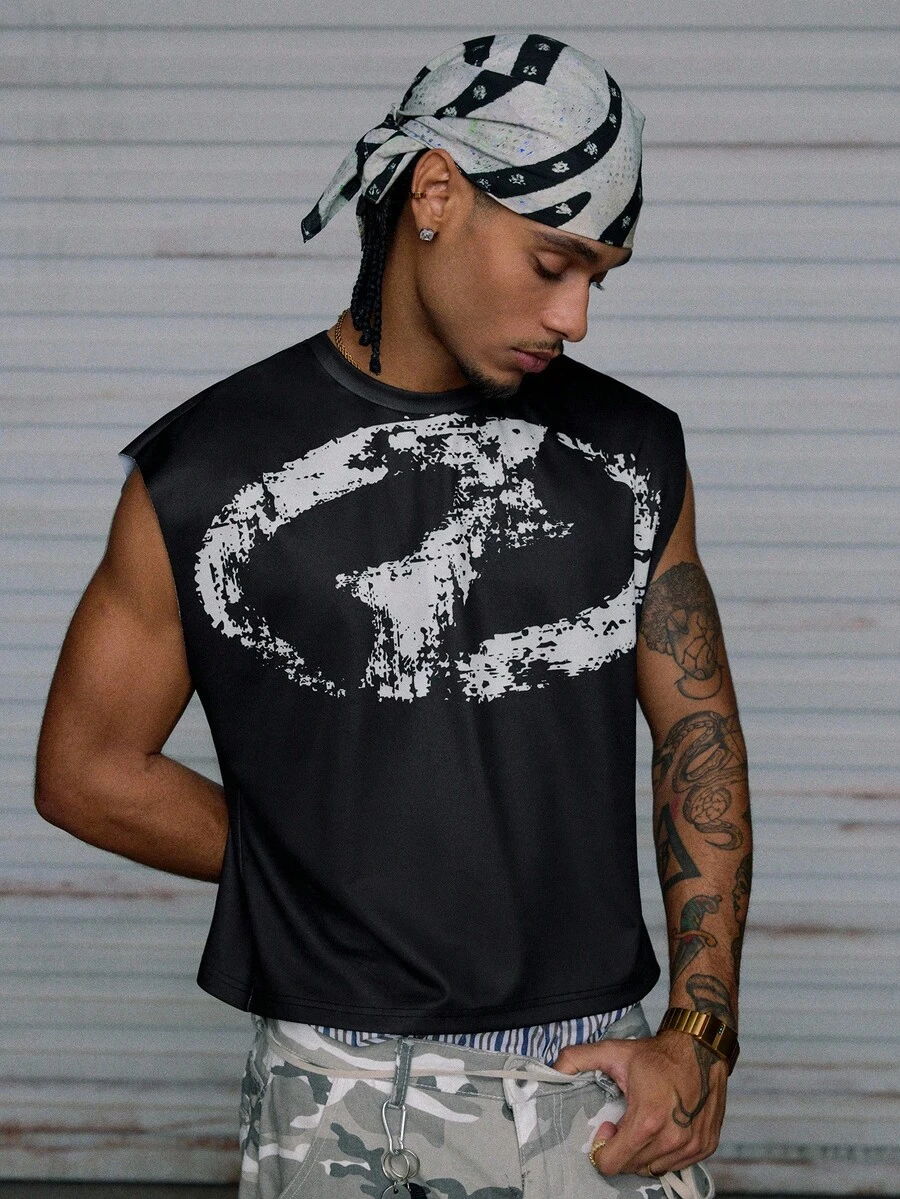 AXEPEAK AXEPEAK Casual Street Hip Hop Short Crew Neck Tank Top For Men ...