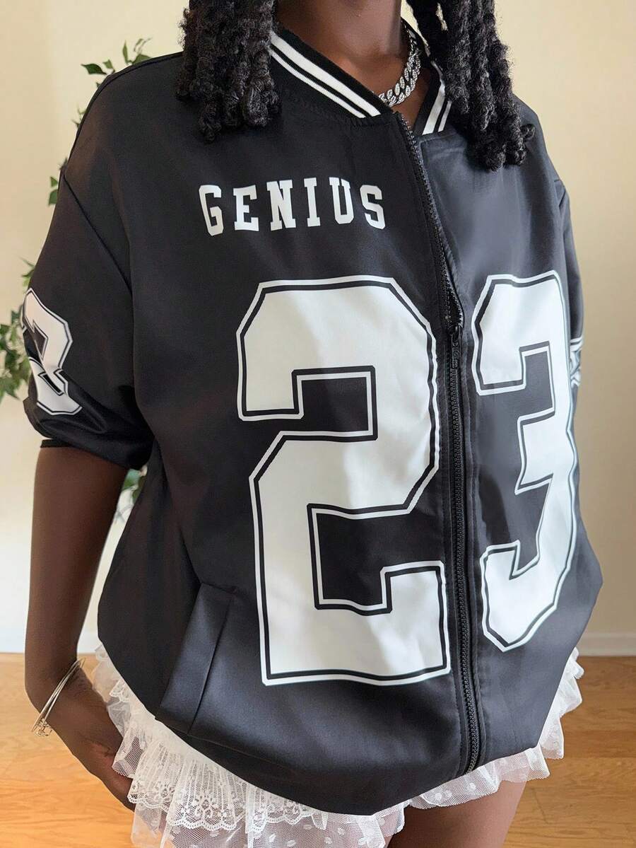 Truni 23 Nummer Muster Oversize Jacke für Große Größen | aktuelle ...