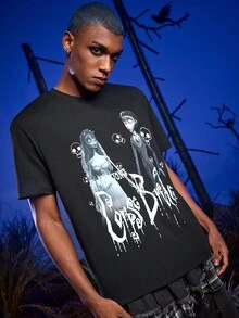 Corpse Bride X SHEIN Men's Cartoon Figure Graphic Round Neck Short ...