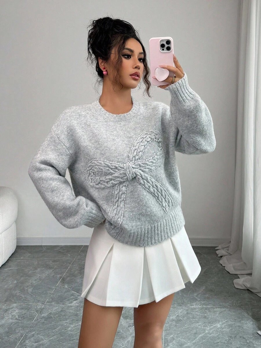 Elenzga Suéter de mujer con decoración de lazo 3D en el pecho | Moda de ...