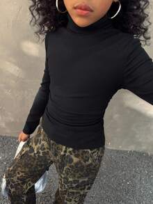 Coolane Kids Tween Girls' Black Turtleneck Long Sleeve Knitted Slim Fit ...