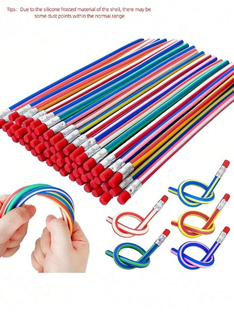 5/10/25/50 Peças Lápis Flexíveis com Borrachas - Design Listrado ...