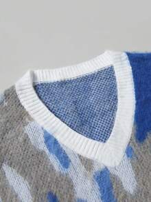 Manfinity ZONE917 Herren Lässig Kontrast Farbe V-Ausschnitt Loose Fit ...