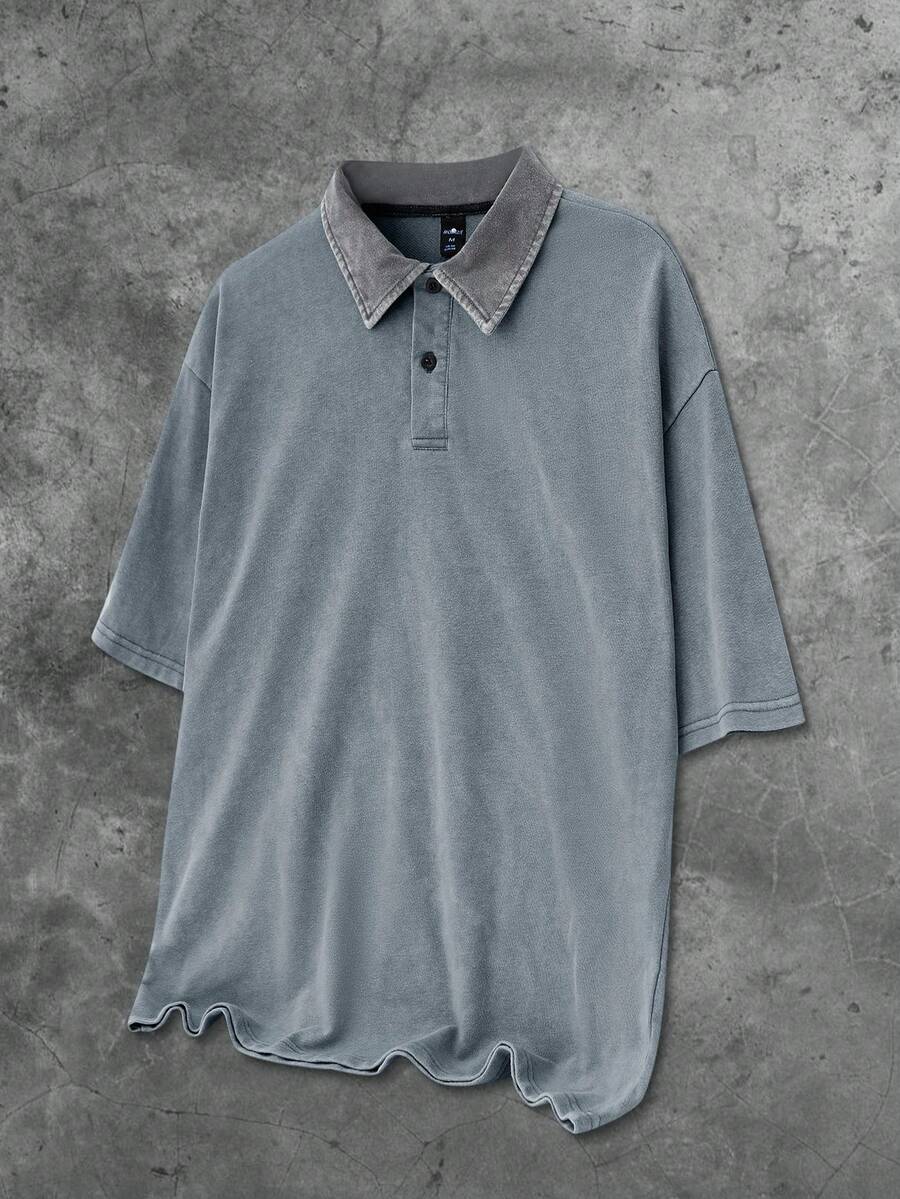 ROMWE MEN Street Life Men's Polo Shirt With Speckled Print, Street ...