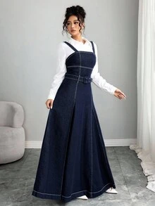 Elenzga Damen elegantes Lässig Denim Kleid in Dunkelblau | aktuelle ...