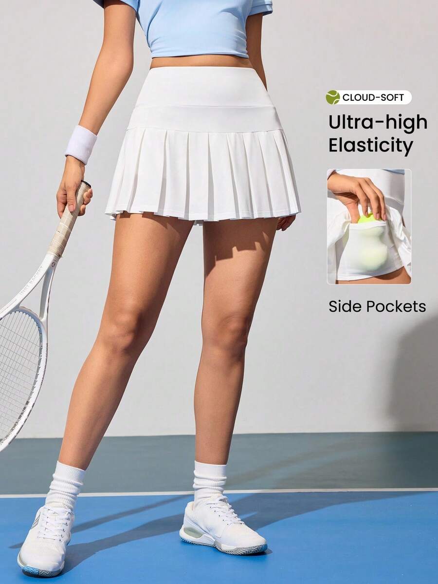 CourtClass Women's Solid Color Casual Versatile Yoga Sports Skort With ...