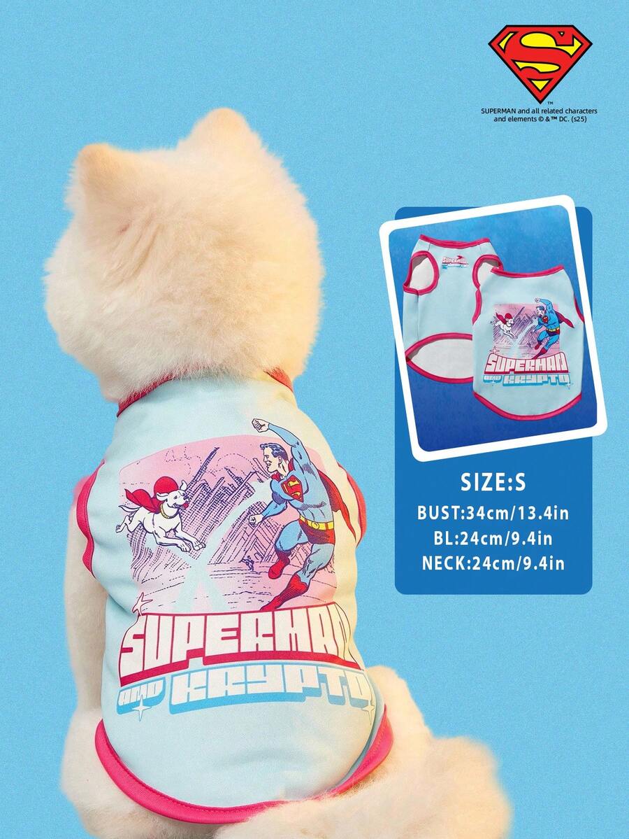 SUPERMAN X PETSIN X Krypto Cute Cartoon Illustration Print Pet Cat Dog ...