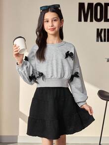 Conjunto de sudadera informal con cuello redondo, hombros caídos, manga ...