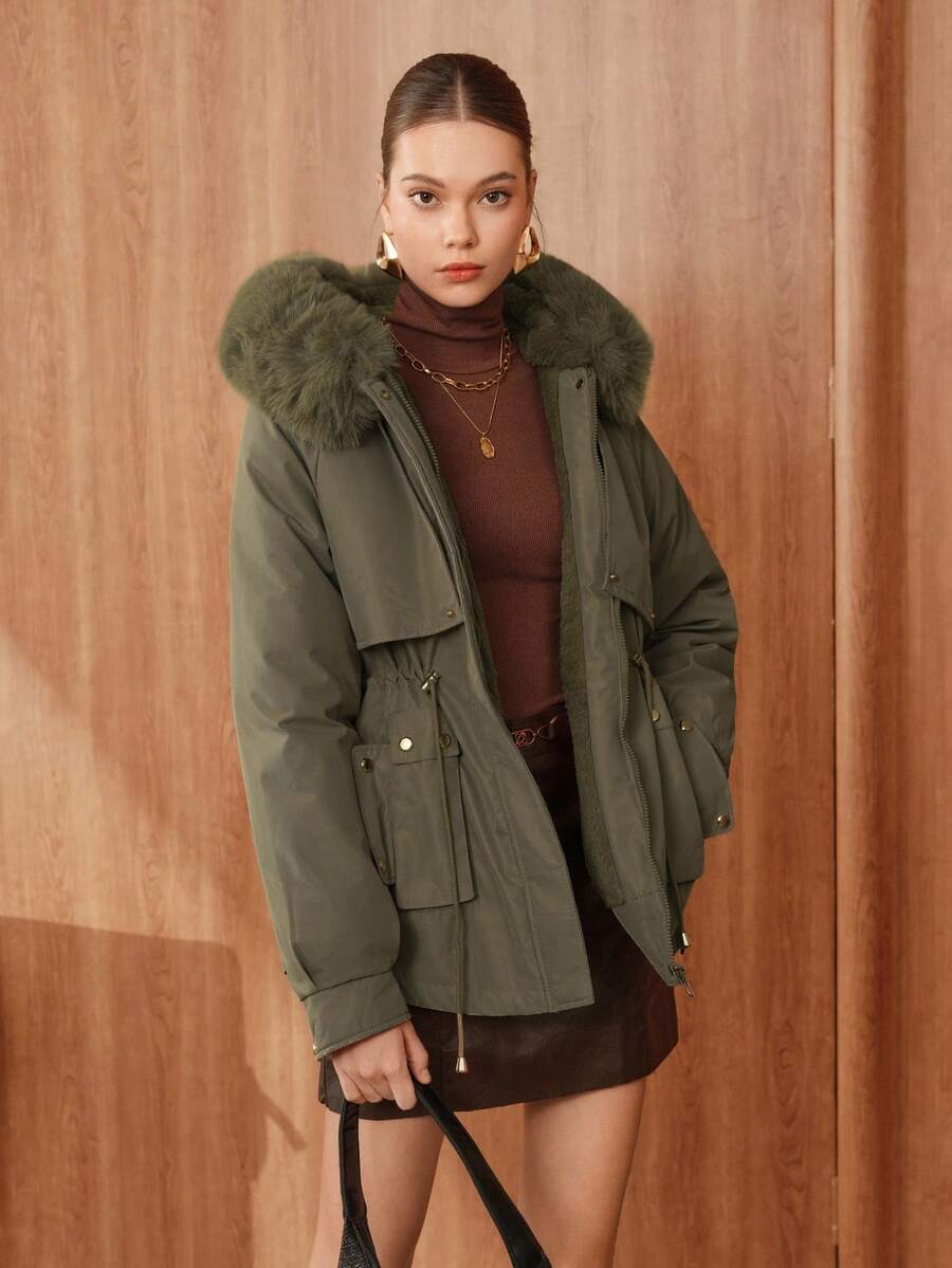 Chiquease Women's Slimming Parka Coat, Fashionable & Versatile Padded ...