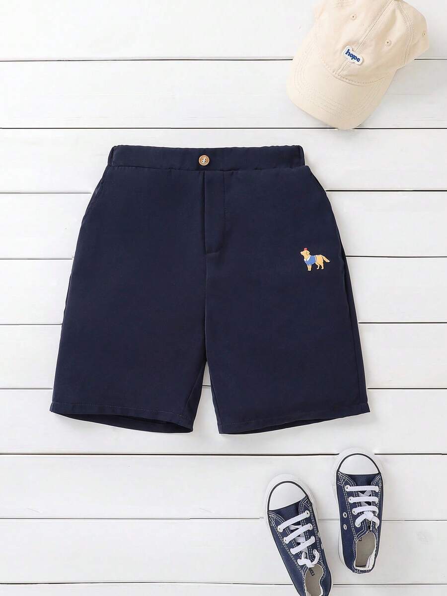 Joliand 1pc Tween Boys Preppy Urban Casual Cute Dog Decor Navy Blue ...