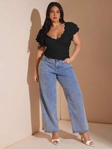 SHEIN BAE Blusa de encaje texturizado con parches, blanca, para mujer ...