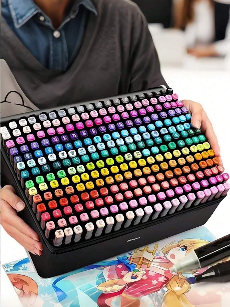 SHEIN 1set Alcohol Based Brush Markers,Dual Tip Art Markers For Artist,Sketching,Coloring ...