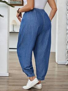 EMERY ROSE Plus Size Women Loose Fit Elastic Waist Denim Pants, Casual ...
