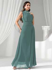 Coutiva Luxury Sequin & Pearl Collar Evening Gown, High-End Formal ...