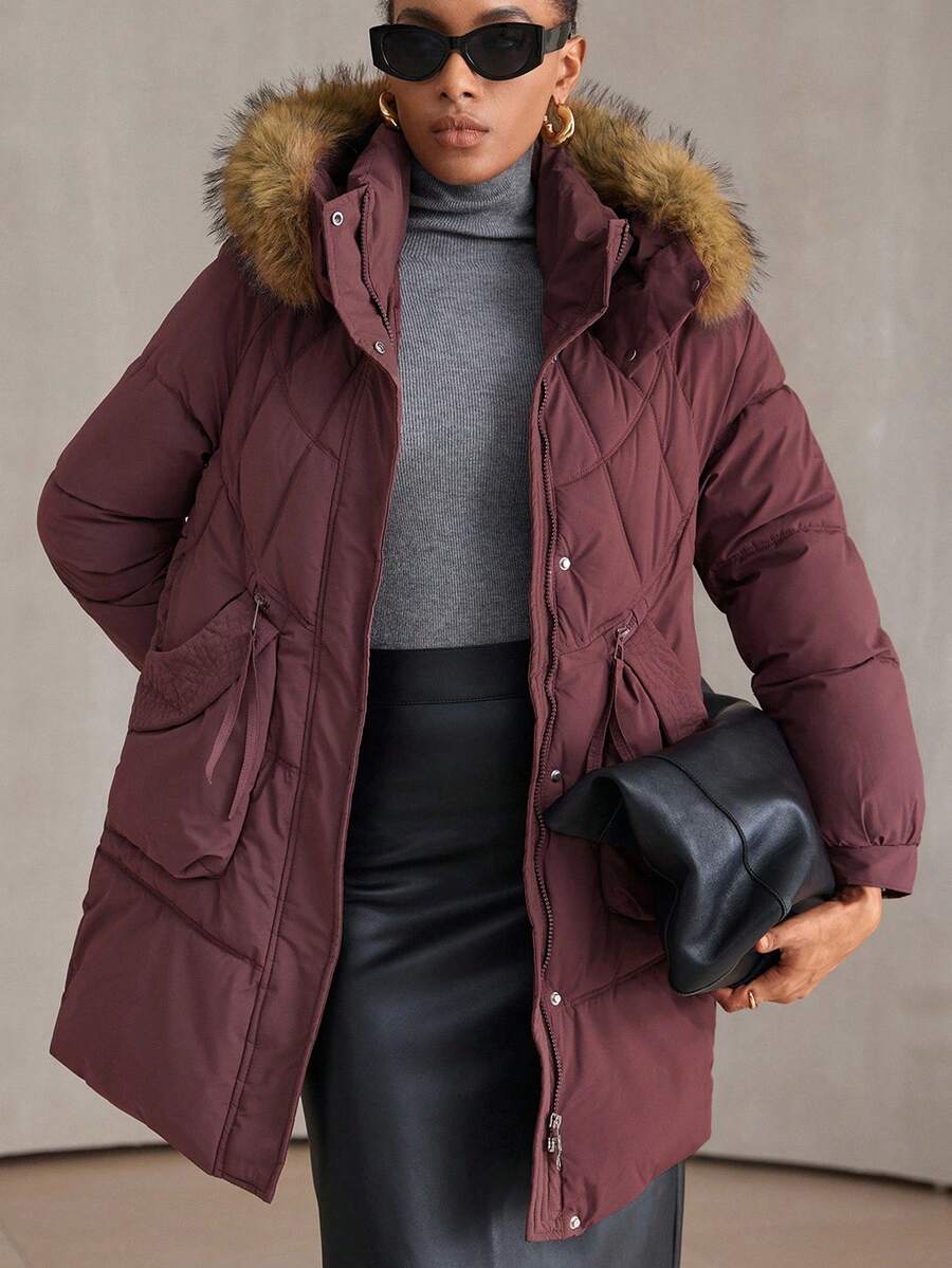 Aveloria Modichic Burgundy Geometric Stitching Design Casual Loose ...