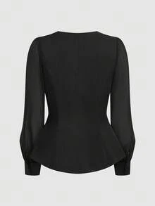 Rometta Camicia elegante aderente da donna con inserti in rete e fibbia ...