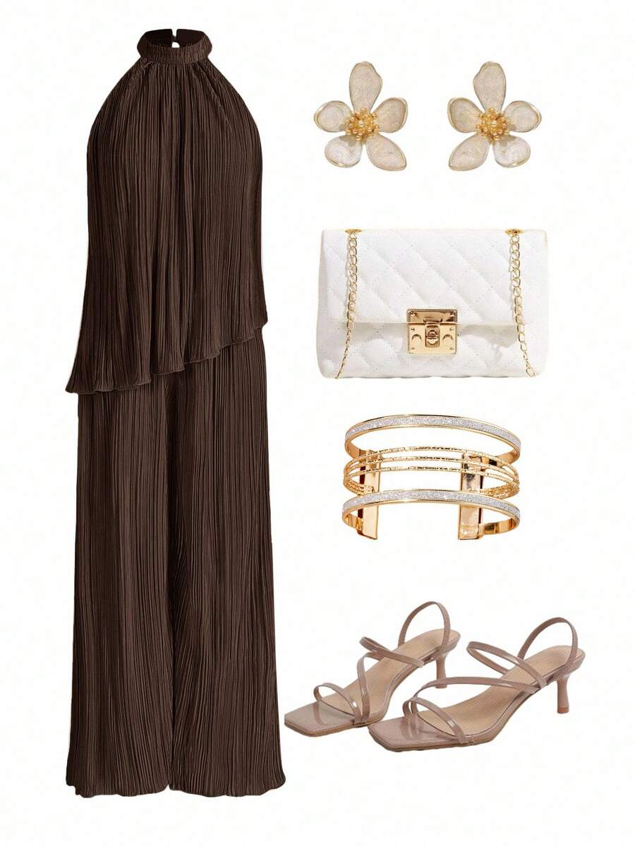 Ellevyn Damen elegantes Pendler-Outfit aus einfarbigem Trägertop und ...