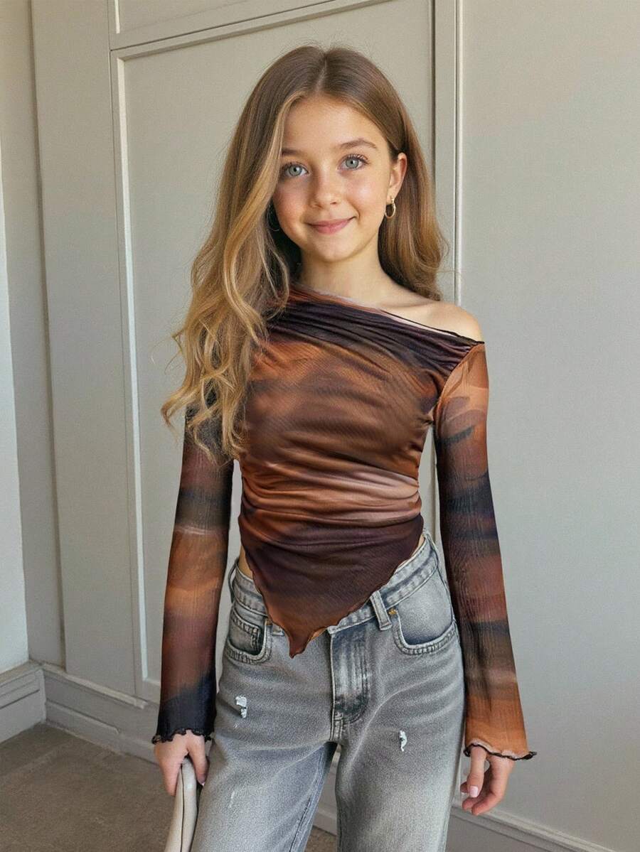 Firerie Kids Firerie Kids Tween Girls Asymmetric Shoulder Design Knit ...