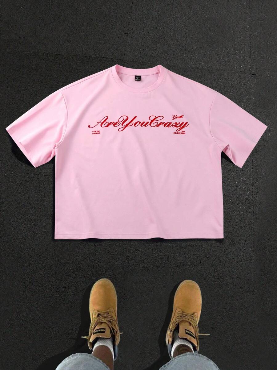 Manfinity EMRG Men's Casual Letter Print Round Neck Short Sleeve T ...