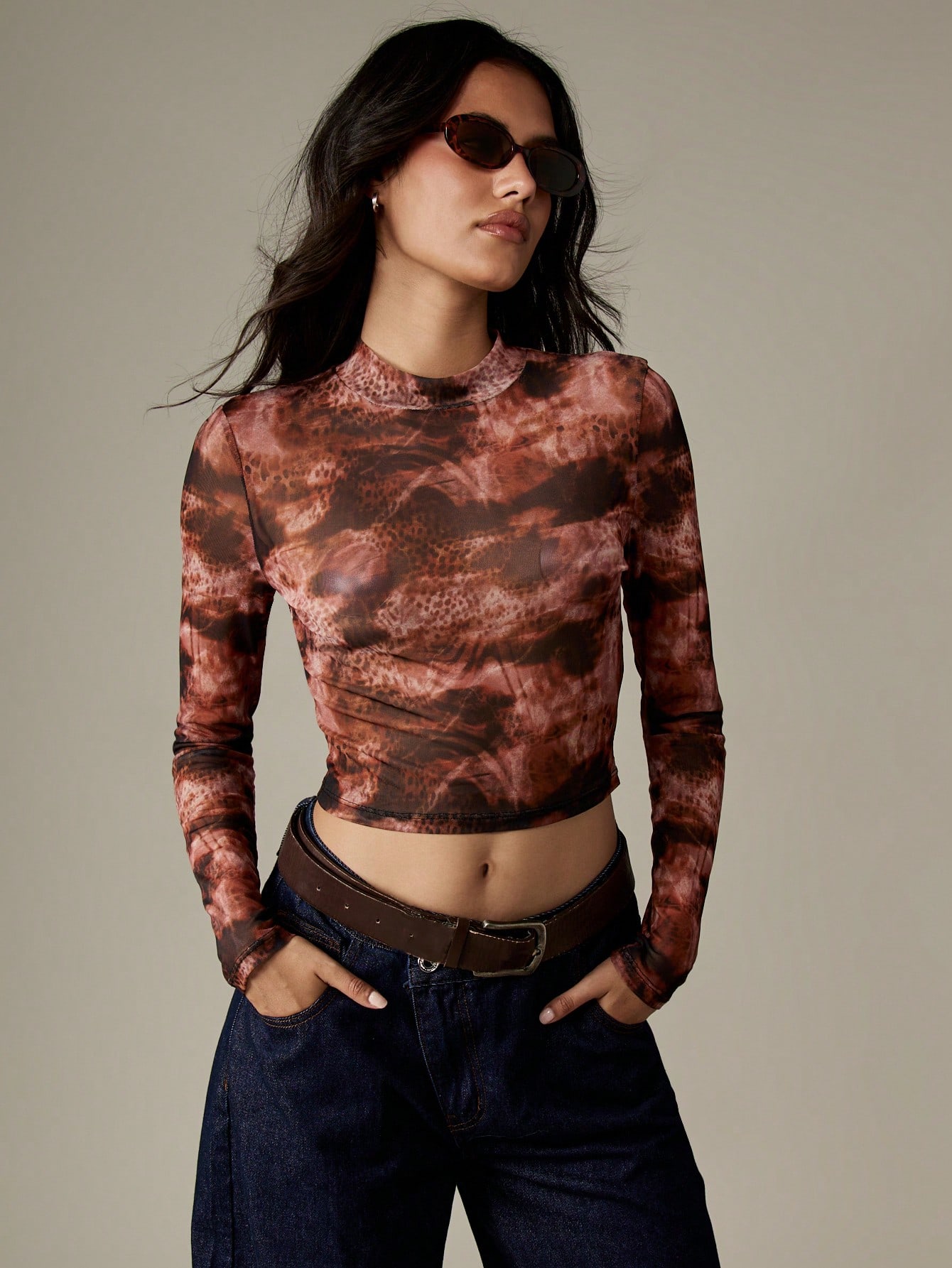 MISSGUIDED Mesh High Neck Long Sleeve Top｜MISSGUIDED
