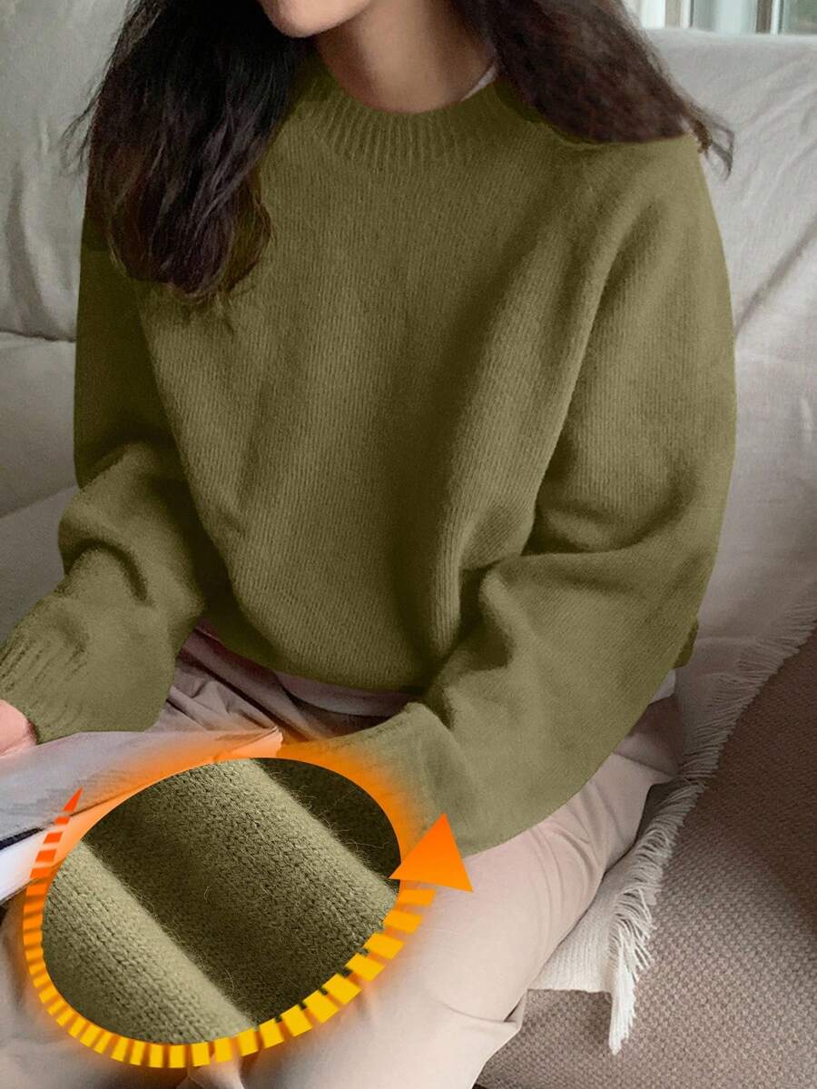 DAZY Women's Casual Everyday Solid Color Warm Regular Knit Sweater ...