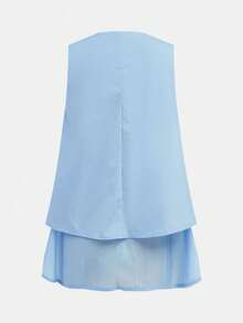 Ontre 2025 New Elegant Sleeveless V-Neck Sheer Patchwork Blouse, Casual Summer Women Tops ...