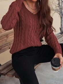 EMERY ROSE Jersey de cuello en V con corte y tejido de punto para ropa ...