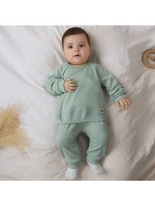 Loomiva Newborn Baby Boy/Girl 2pcs Set Soft Knitted Crew Neck Long ...