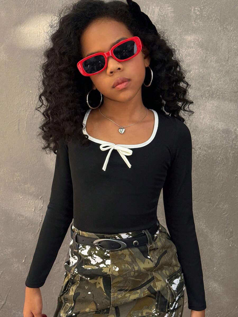 Coolane Kids Tween Girls' Clothes Ballet Style Bow Slim Fit T-Shirt ...