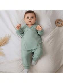 Loomiva Newborn Baby Boy/Girl 2pcs Set Soft Knitted Crew Neck Long ...