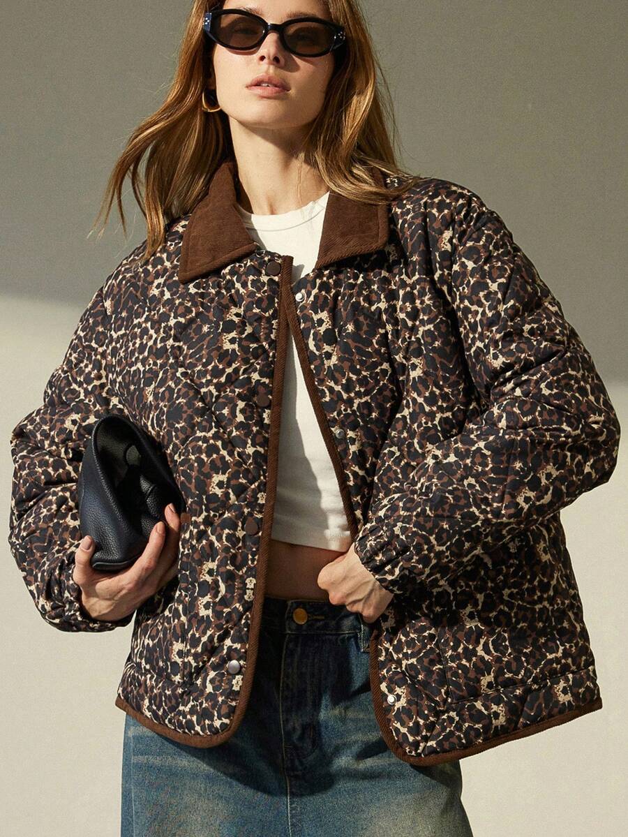 Aveloria Modichic Fashionable Casual Versatile Leopard Print Padded ...