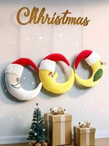 PETSIN Christmas Element Pet Plush Toy, Moon-Shaped Squeaky Dog Toy ...
