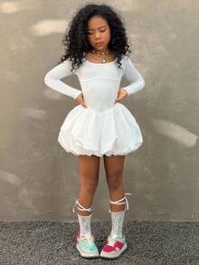 Coolane Kids Tween Girls Fall/Winter Fashion Solid Ruffle Hem Dress ...