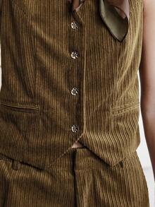 Ontre 2025 Modern Urban Style, Brown, Corduroy Fabric, Waist-Cinched Fitted Design, Women's 2 ...